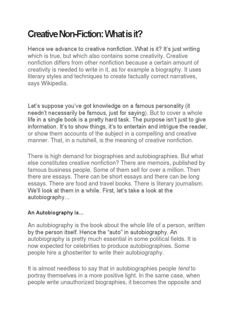 Creative Non-Fiction: What Is It? | PDF | Creative Nonfiction | Poetry