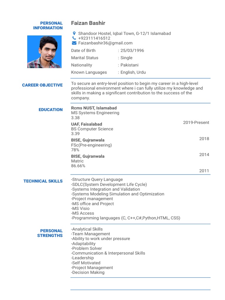 Faizan Bashir: Personal Information | PDF | Areas Of Computer Science ...