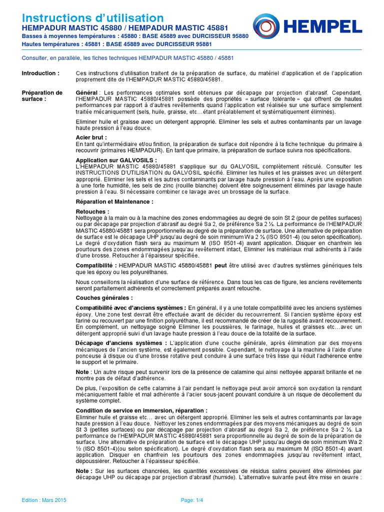 AI Hempadur Mastic 45880 French | Download Free PDF | Peinture | Pression