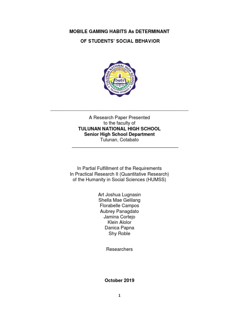 Students Social Behavior As A Determinant of Mobile Gaming Habits | PDF ...
