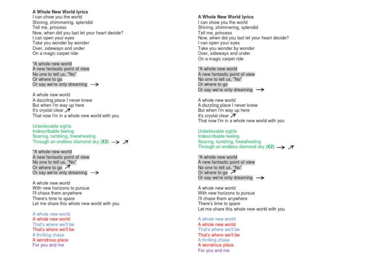 A Whole New World Lyrics | PDF | Religion & Spirituality