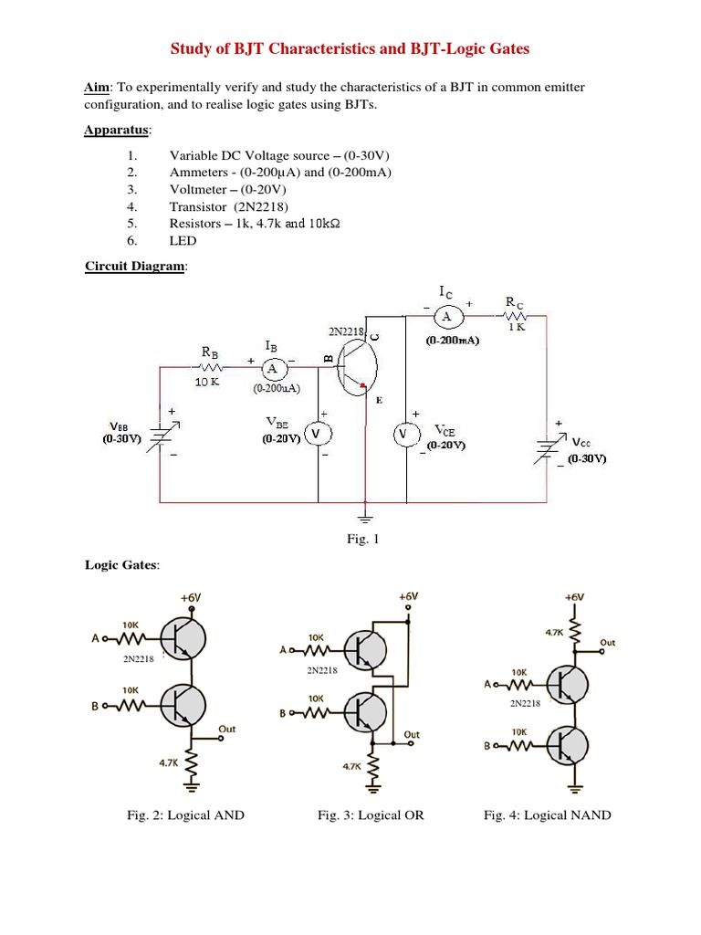 BJT Characteristics and Logic Gates Study | PDF | Bipolar Junction ...