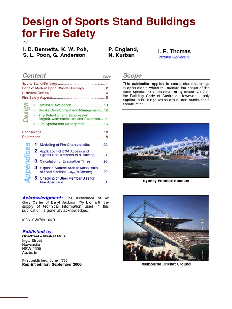 Stadium Buildings Fire Safety Guide | PDF | Fire Safety | Smoke