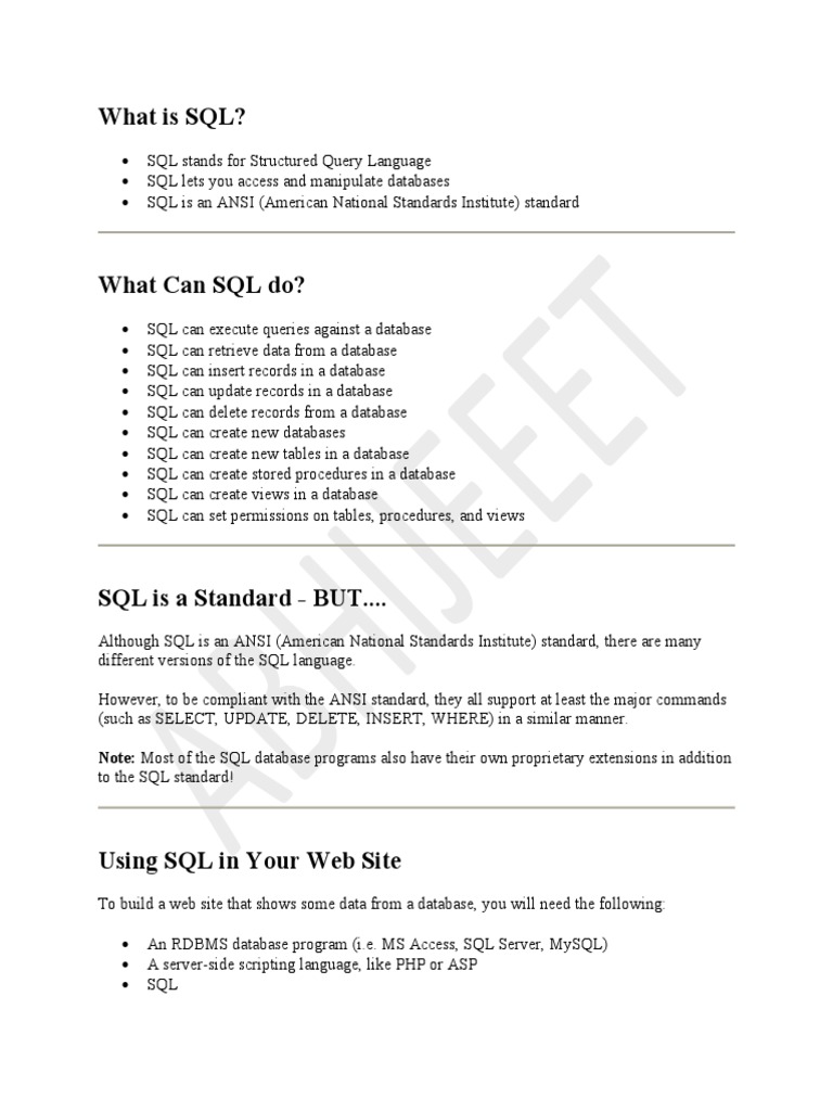What Is SQL? | PDF | Data Management Software | Sql