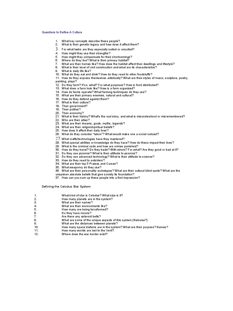 31 Questions To Define A Culture | PDF