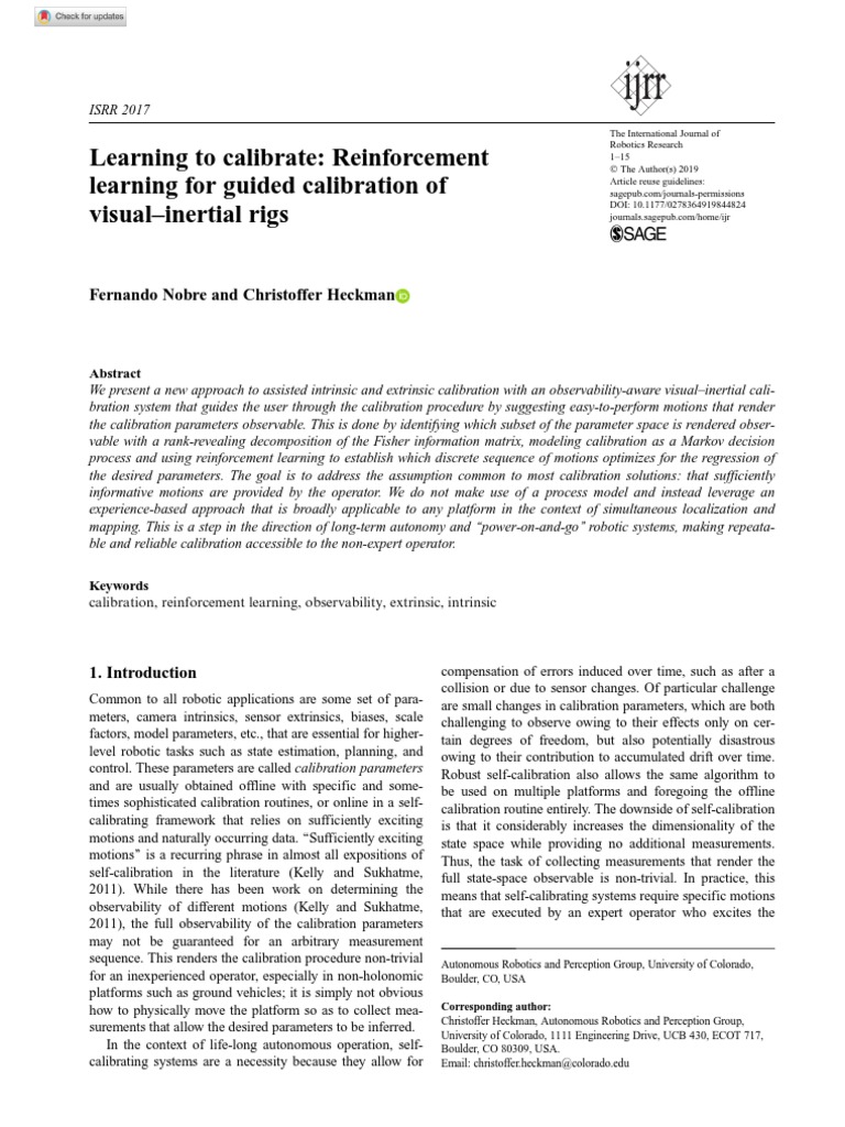 Learning To Calibrate: Reinforcement Learning For Guided Calibration of Visual-Inertial Rigs ...