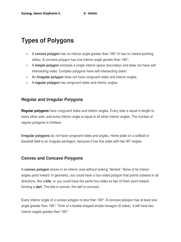 Types of Polygons: Regular and Irregular Polygons | PDF | Polygon ...