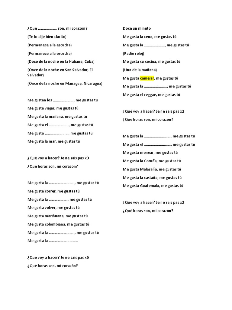 Manu Chao - Me Gustas Tu | PDF