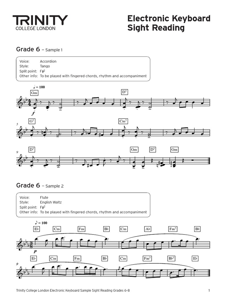 EK Sample Sight Reading 6-8 PDF | PDF | Musicology | Musical Notation