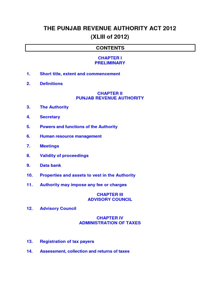 Punjab Revenue Authority Act 2012 | PDF | Tribunal | Federal Government ...