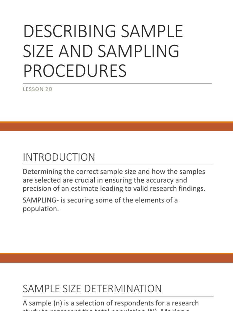 Describing Sample Size and Sampling Procedures: Lesson 20 | PDF ...