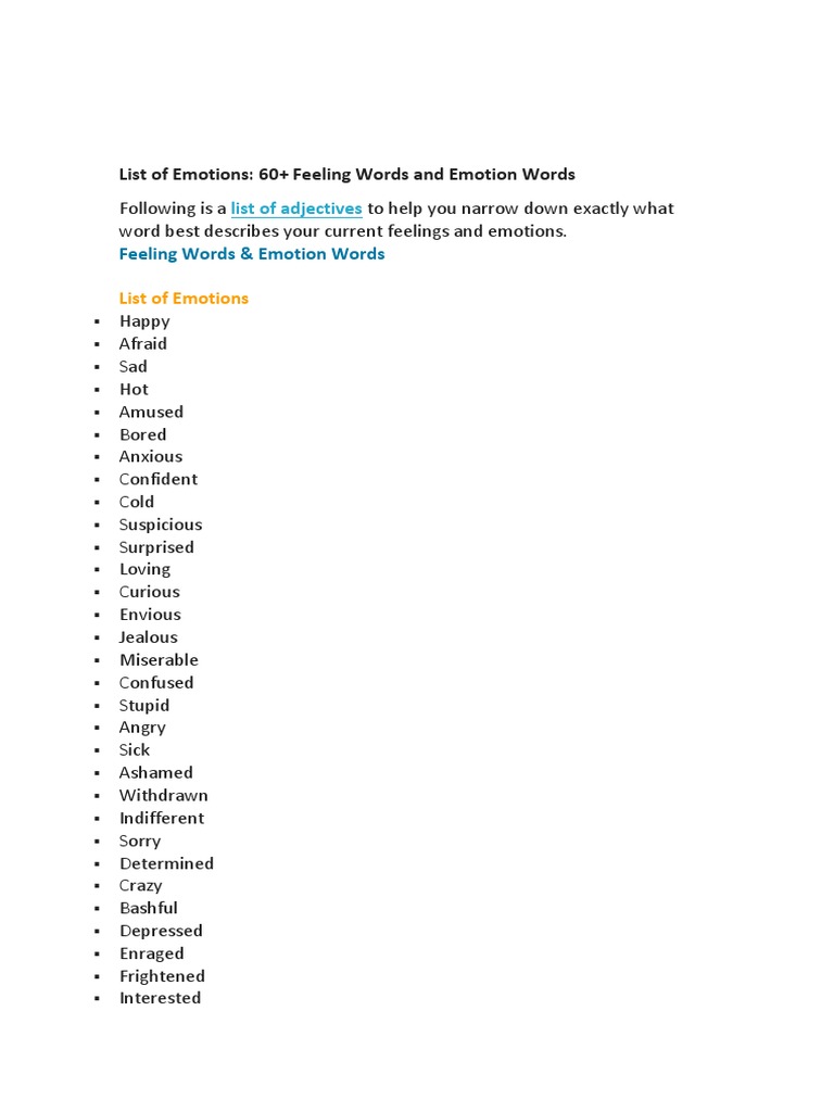 List of Emotions | PDF