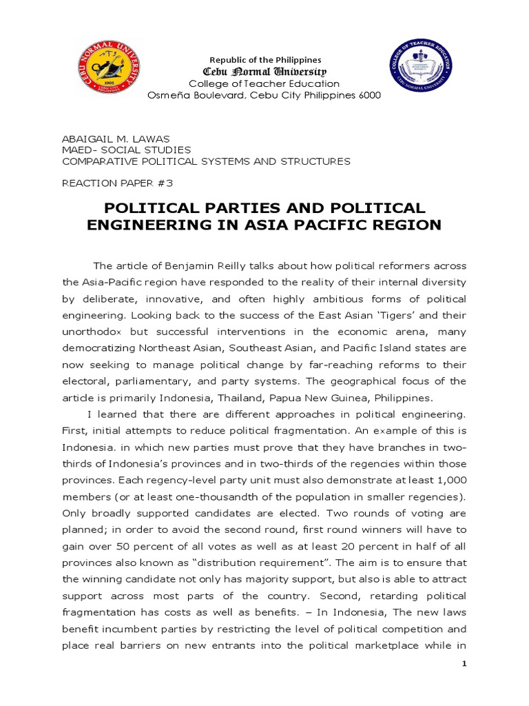 Political Engineering in Asia Pacific: Approaches to Reform Party ...
