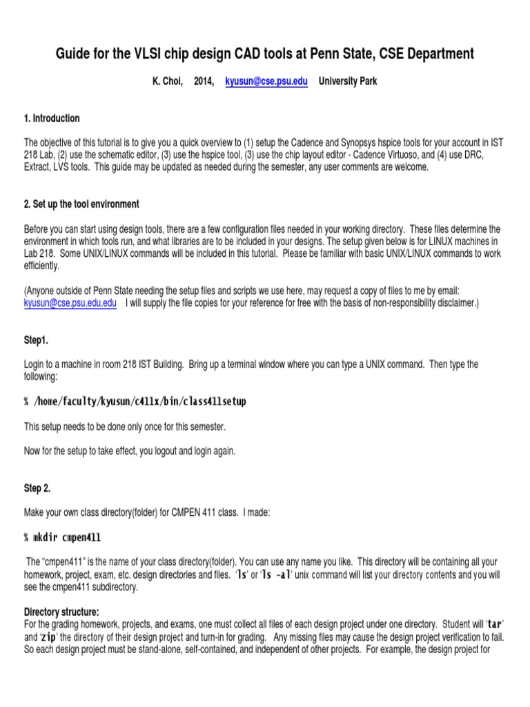 Guide For The VLSI Chip Design CAD Tools at Penn State, CSE Department ...
