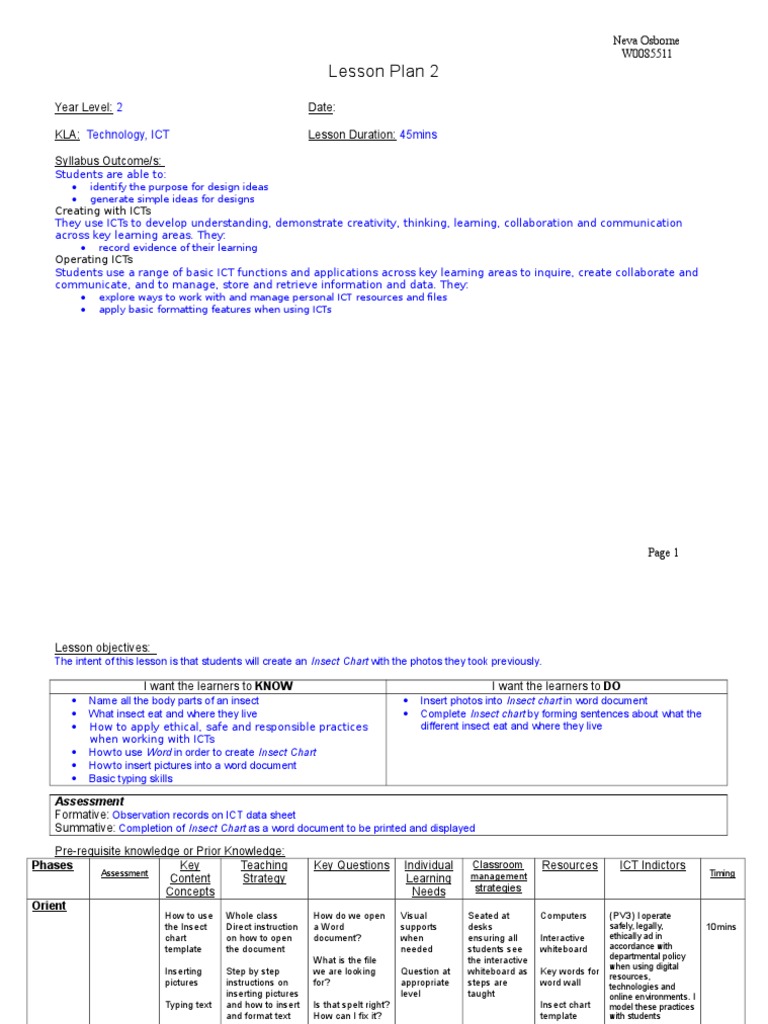 Insect Lesson Plan 2 | PDF | Educational Technology | Educational ...