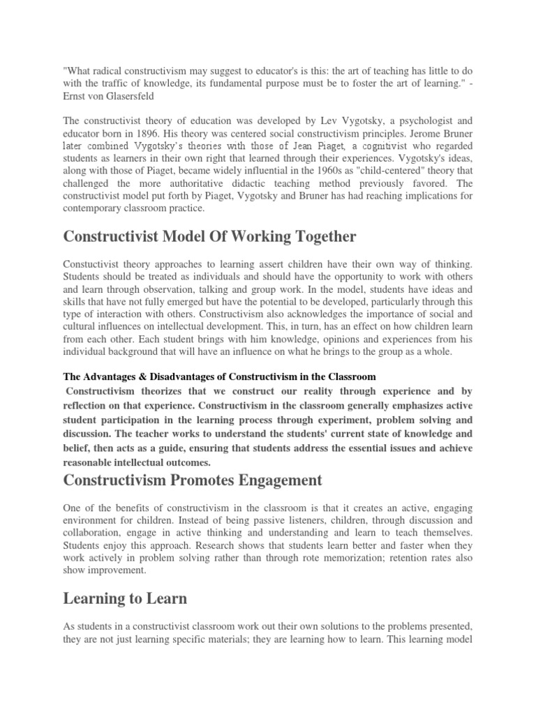 Constructivist Model of Working Together: The Advantages ...