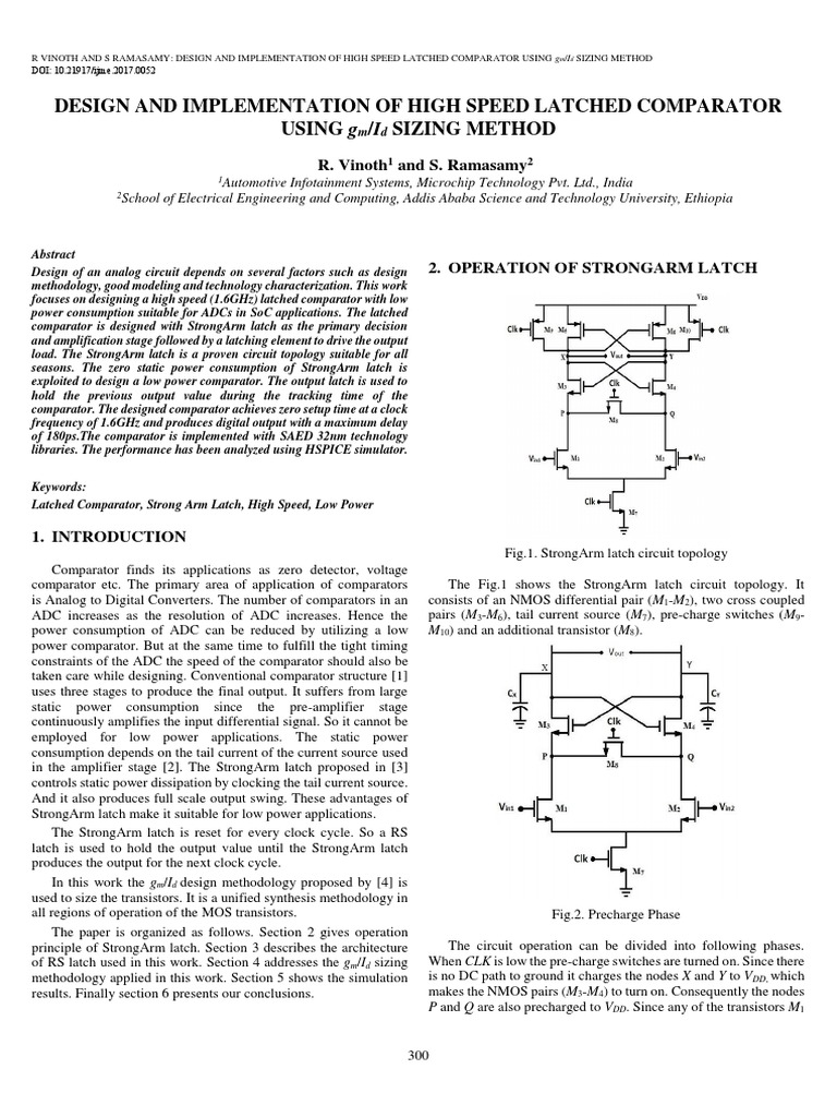 Low Power High Speed Cmos Comparator Design Pdf Analog To Digital Converter Amplifier