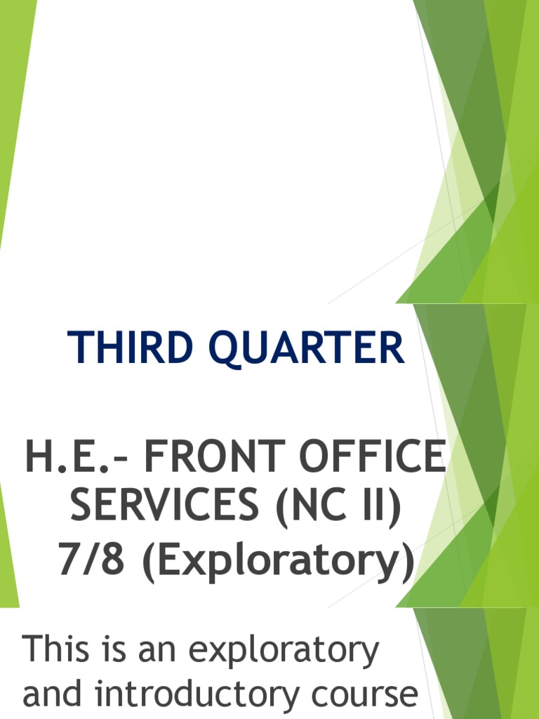 Introduction To Front Office Services | PDF