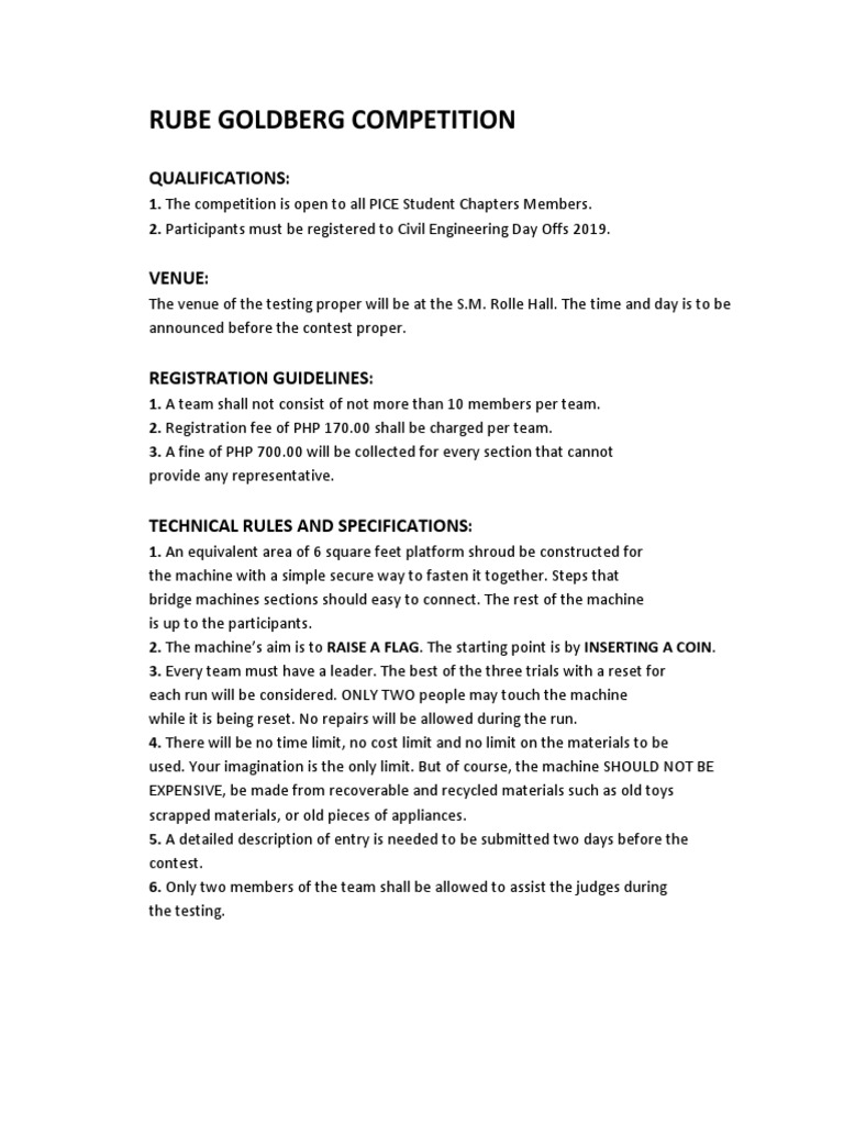 Rube Goldberg Competition: Qualifications | PDF