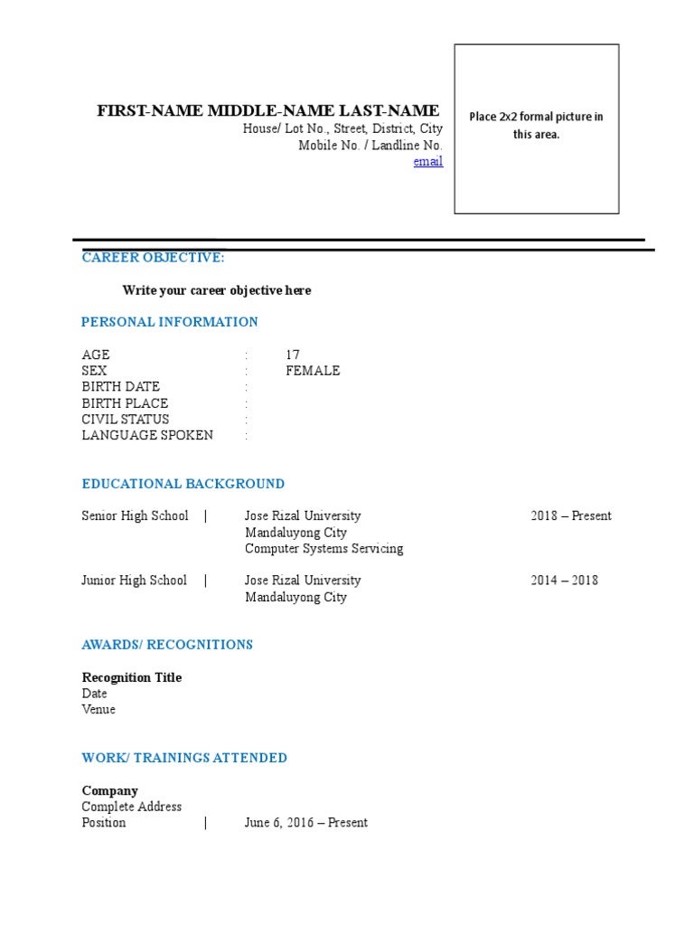 Jamaican Beginner Resume Template | PDF