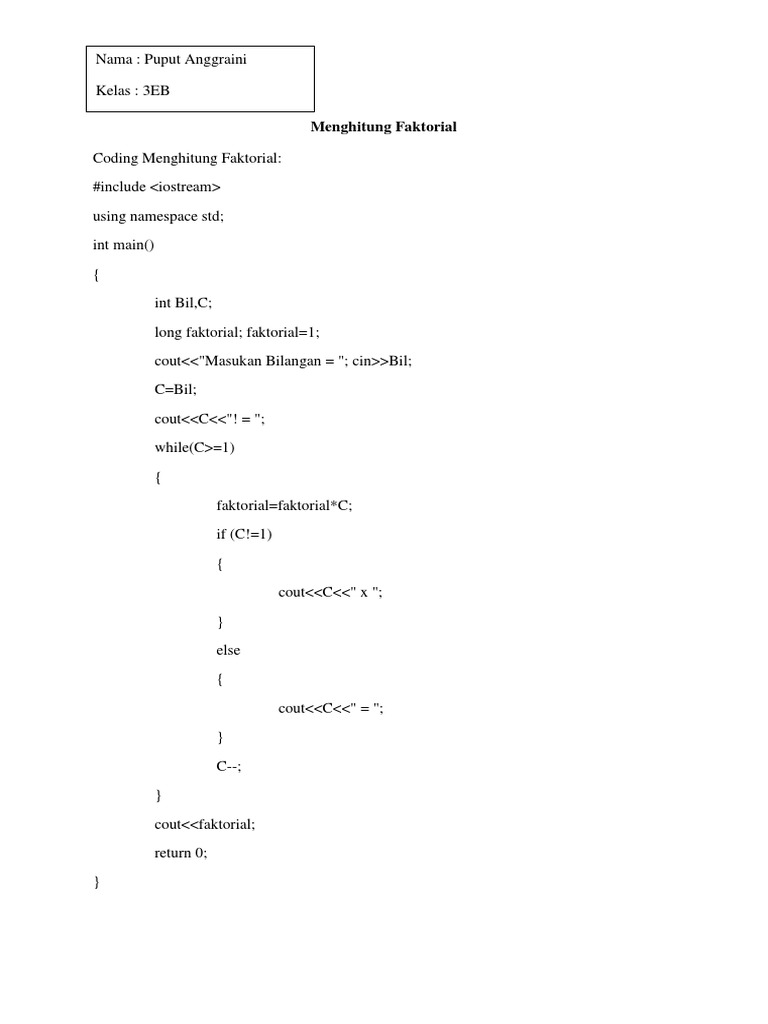 Menghitung Faktorial | PDF