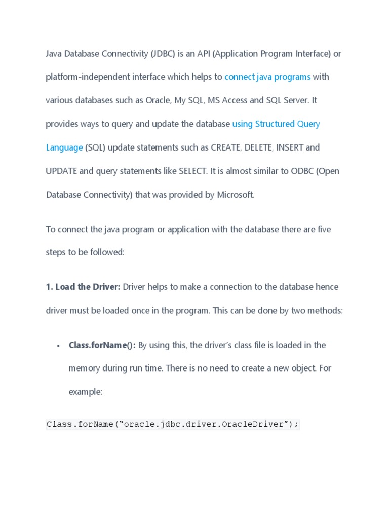 Java Database Connectivity Download Free Pdf Databases Application Programming Interface