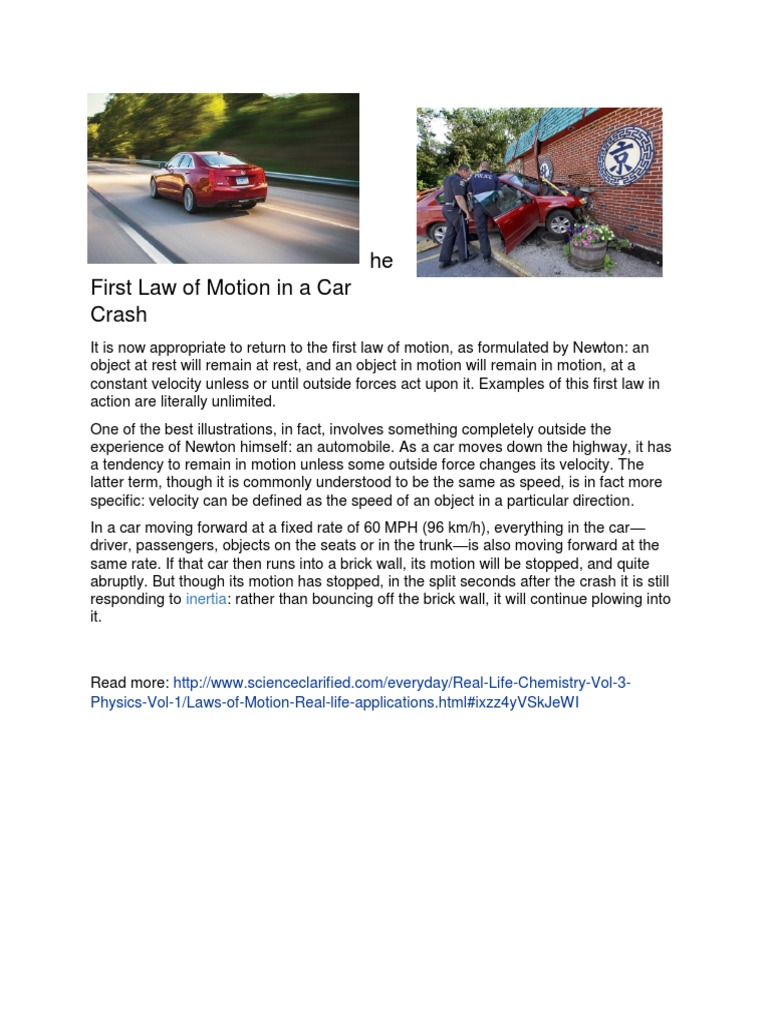 Newton's First Law in Car Crashes | PDF | Science & Mathematics ...