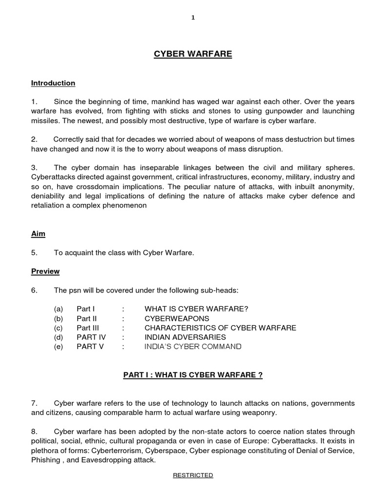 Cyber Warfare | PDF | Cyberwarfare | Security