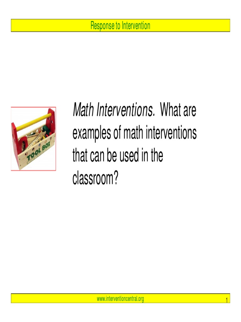 Math Interventions. What Are: Examples of Math Interventions P That Can ...