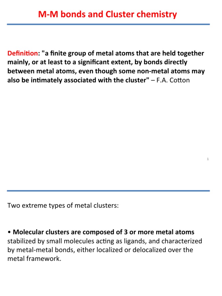 A Clusters I 3 | PDF | Cluster Chemistry | Ligand
