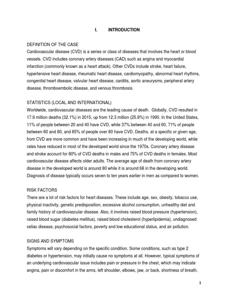 Case Study CVD | PDF | Cardiovascular Diseases | Coronary Artery Disease