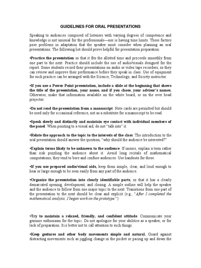 Guidelines For Oral Presentations | PDF | Video | Multimedia