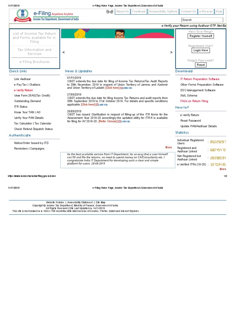 E-Filing Home Page, Income Tax Department, Government of India | PDF ...