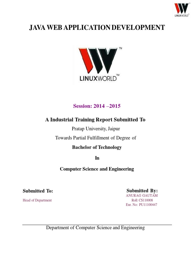 Java Web Application Development: A Industrial Training Report Submitted To | PDF | Java Virtual ...