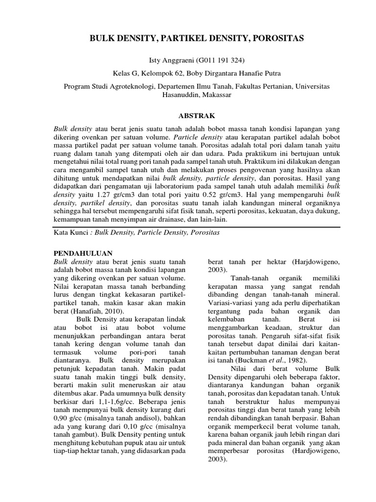 Pengaruh Bulk Density pada Tanah | PDF