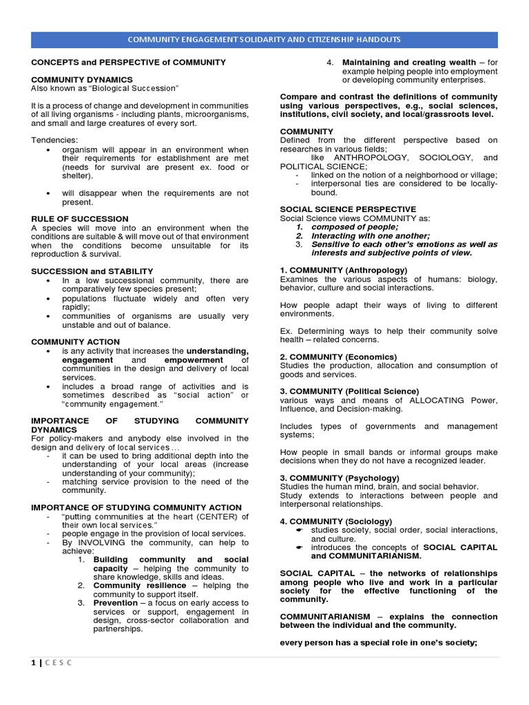 Community Engagement Handouts | PDF | Community | Institution
