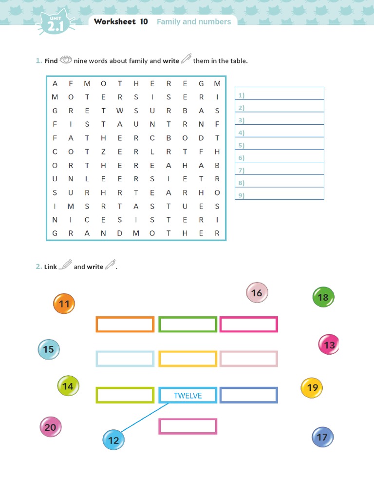 Find Nine Words About Family and Write Them in The Table | PDF