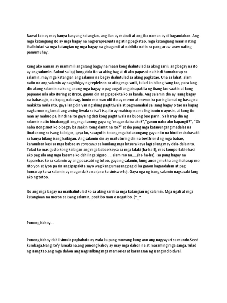 Bawat Tao Ay May Kanya Kanyang Katangian | PDF