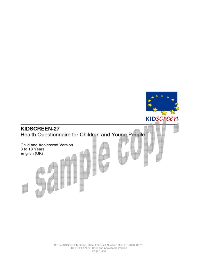 KIDSCREEN-27 ChildrenAdolescents Sample UK | PDF