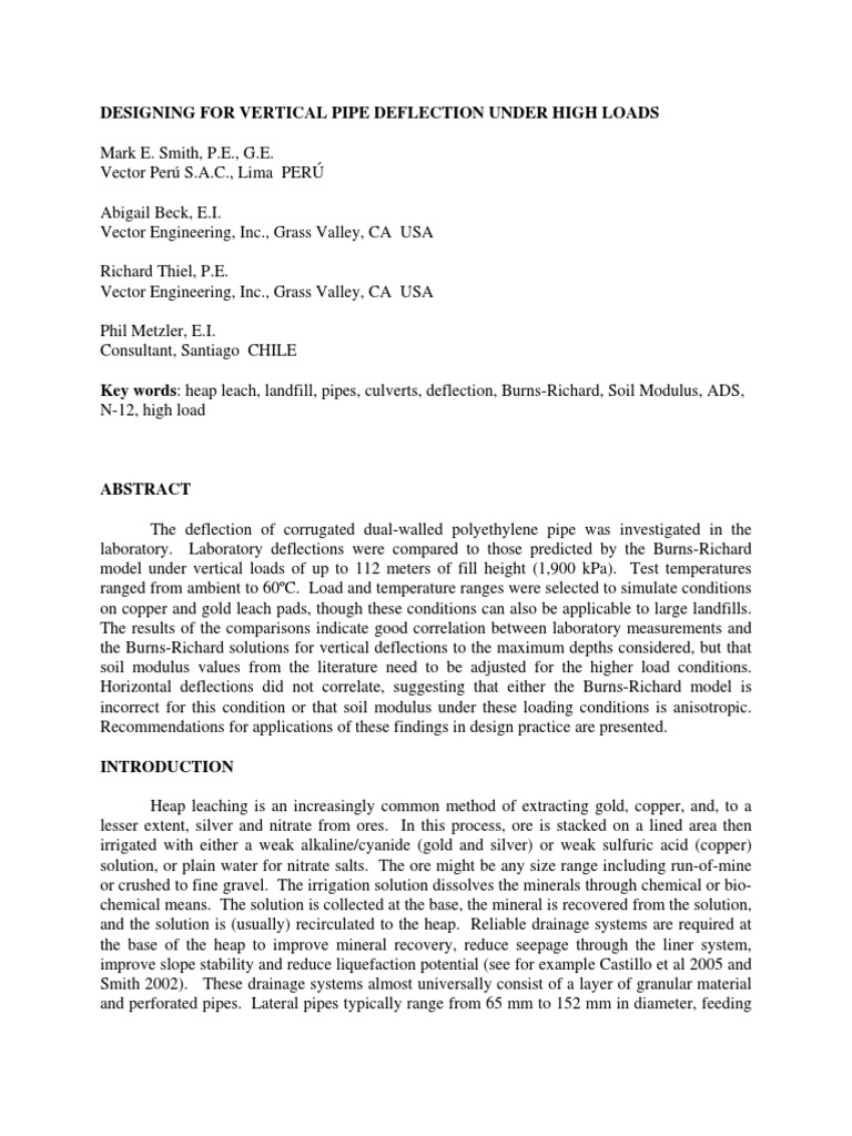 Designing For Vertical Pipe Deflection Under High Loads PDF | PDF ...