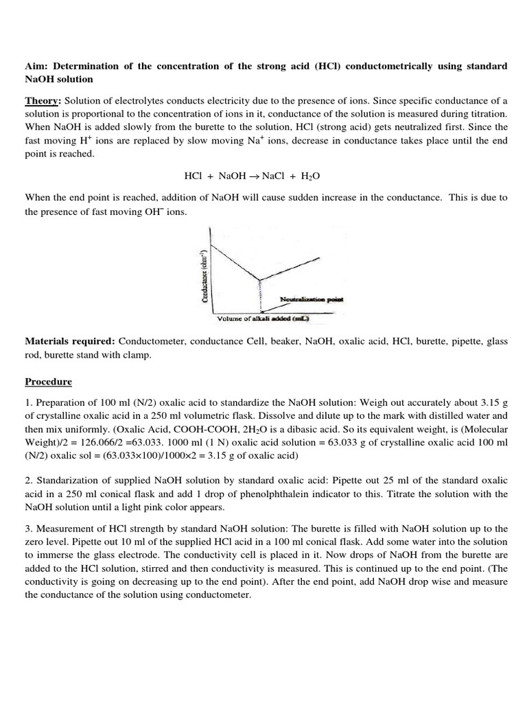 Conductometric Titration | PDF | Titration | Chemistry