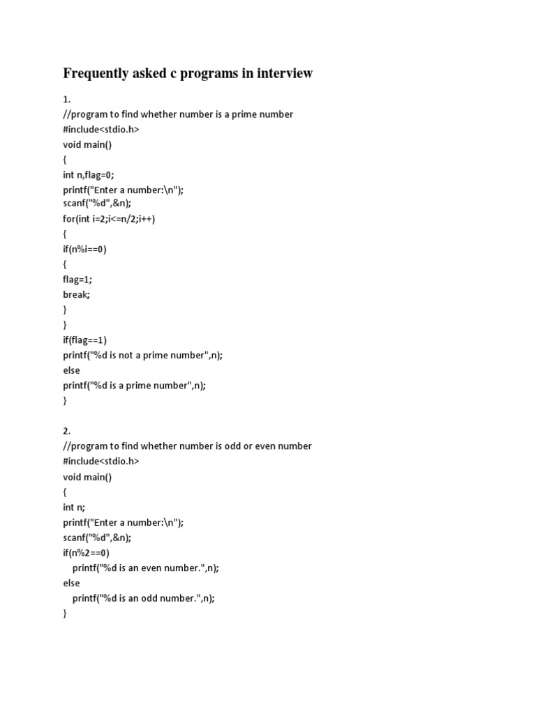 Frequently Asked C Programs In Interview PDF Area Subtraction