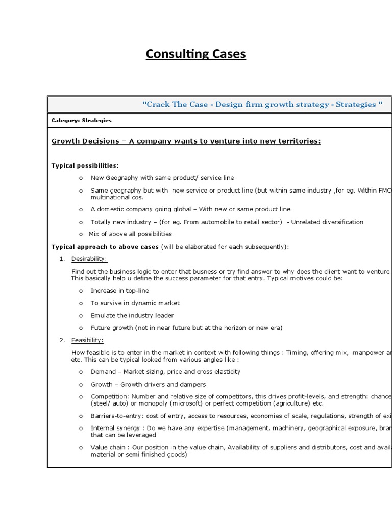 Consulting Cases | Download Free PDF | Competition | Profit (Economics)