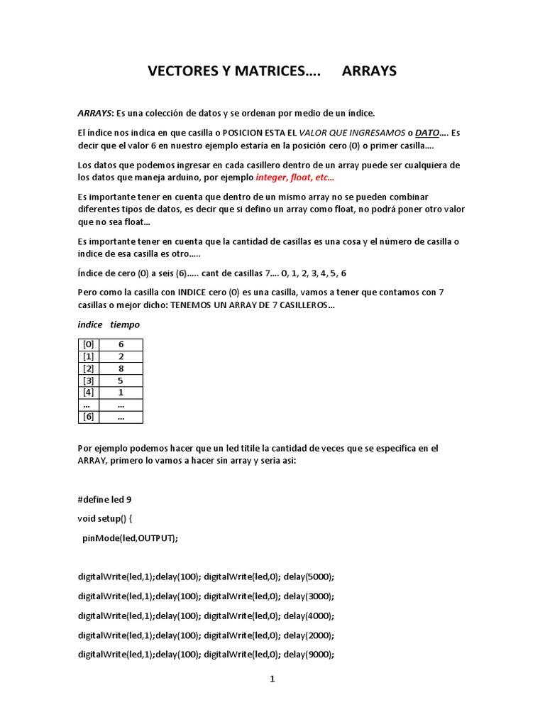 Vectores y Matrices | PDF | Estructura de datos de matriz ...
