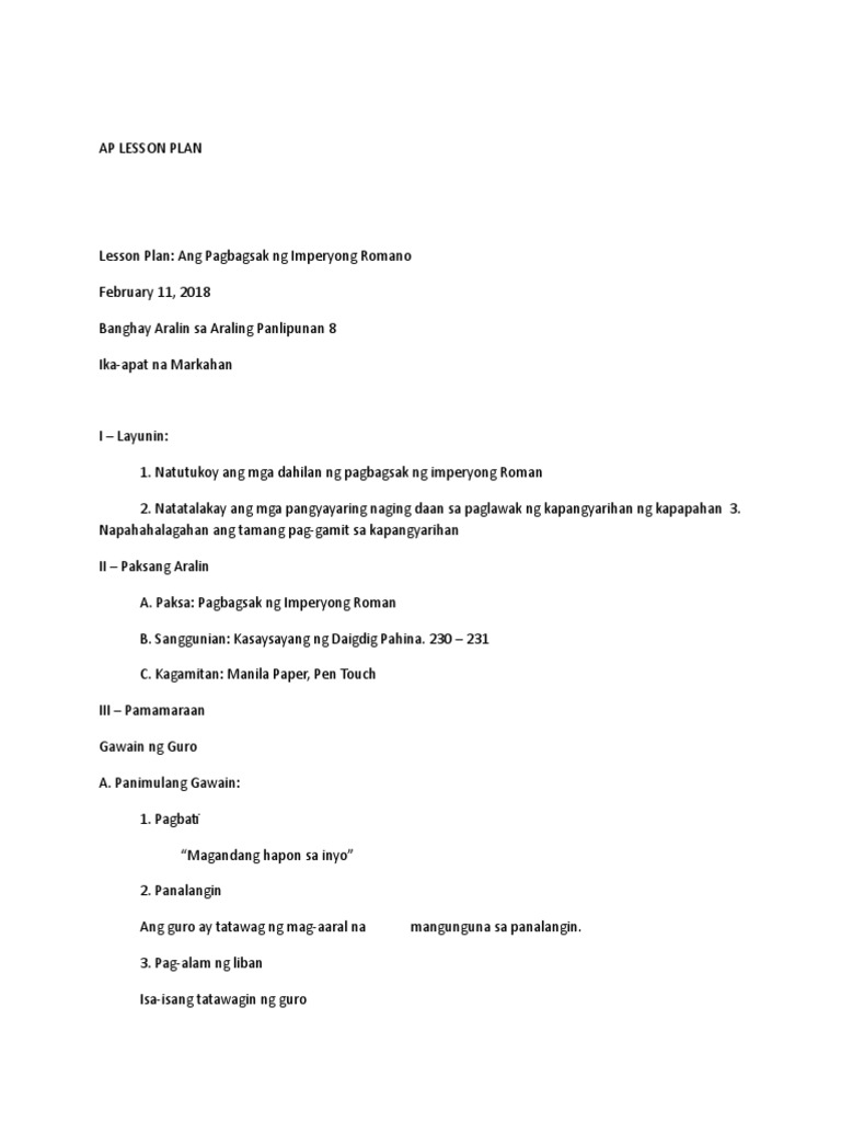 AP Lesson Plan