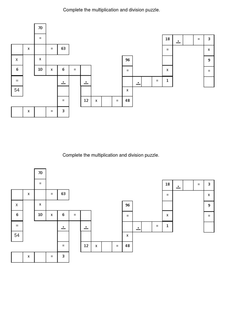Multiplication and Division Puzzle | PDF | Teaching Methods & Materials