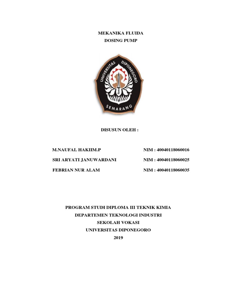 Spesifikasi dan Cara Kerja Dosing Pump | PDF