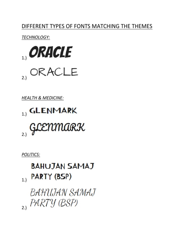 Different Types of Fonts Matching The Themes | PDF