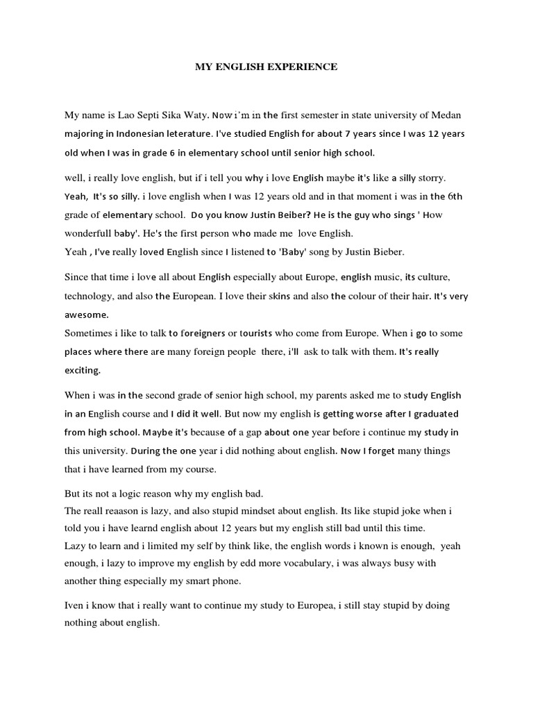 My English Experience | PDF