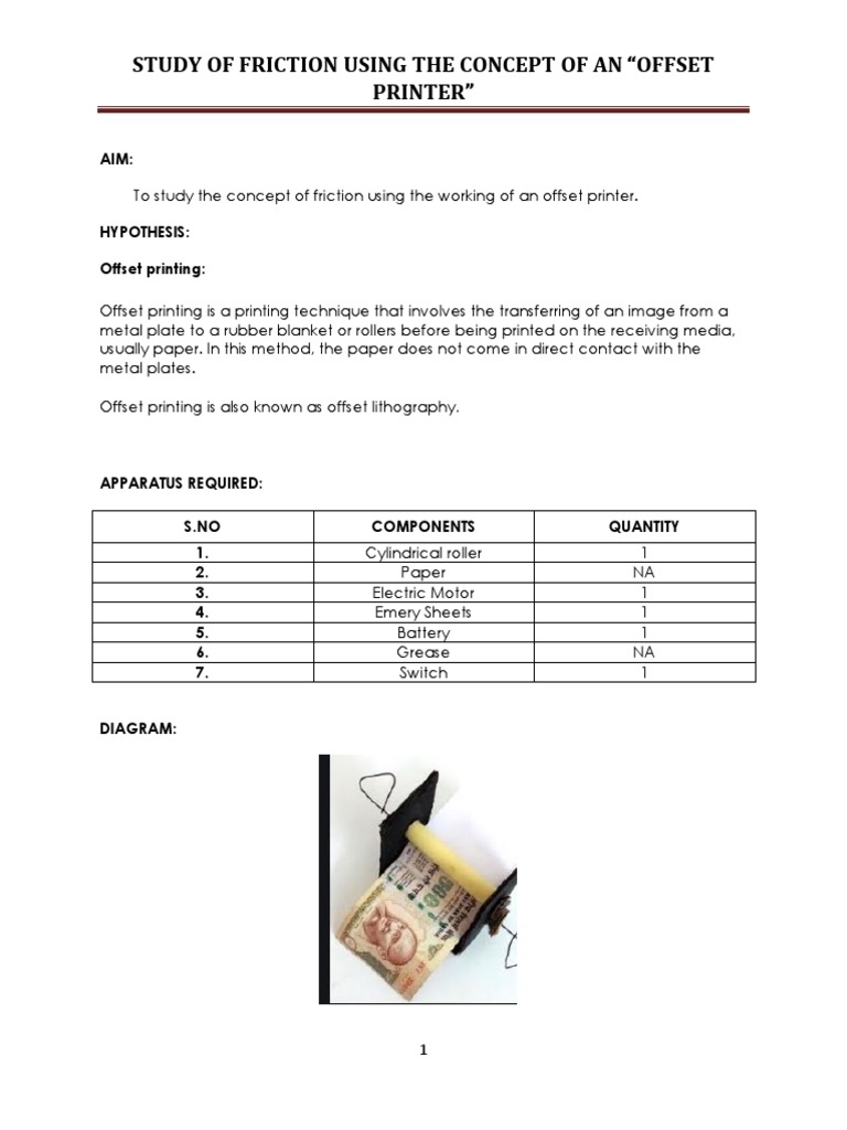 Study of Friction Using The Concept of An "Offset Printer" | PDF ...
